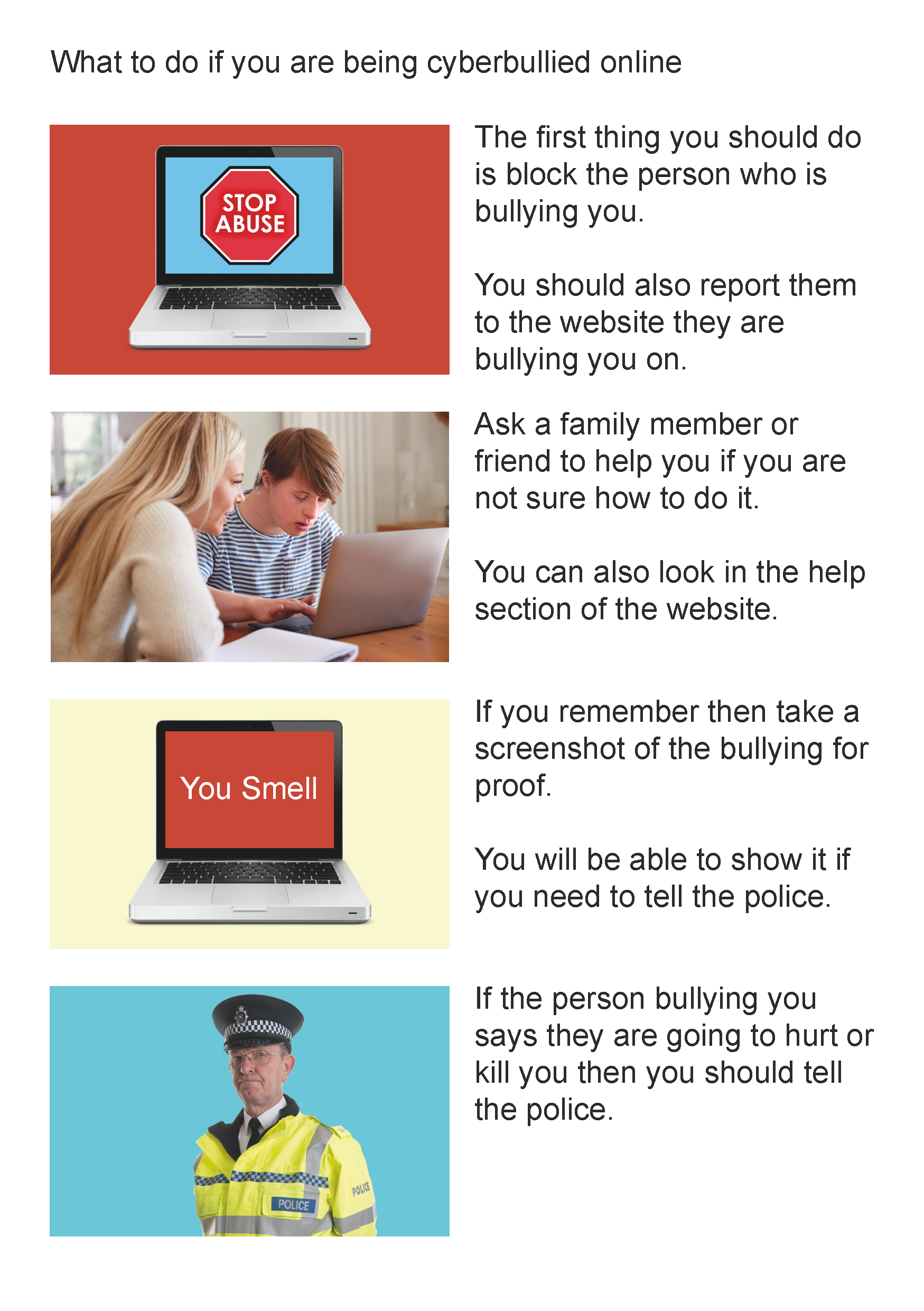 Keeping safe online: Cyberbullying - An easy read guide - Talking Media ...